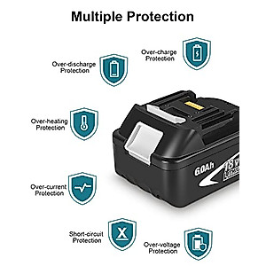 Amityke 6.0Ah Battery Replacement for Makita 18V Battery with One Charger (Including a Tool Bag)