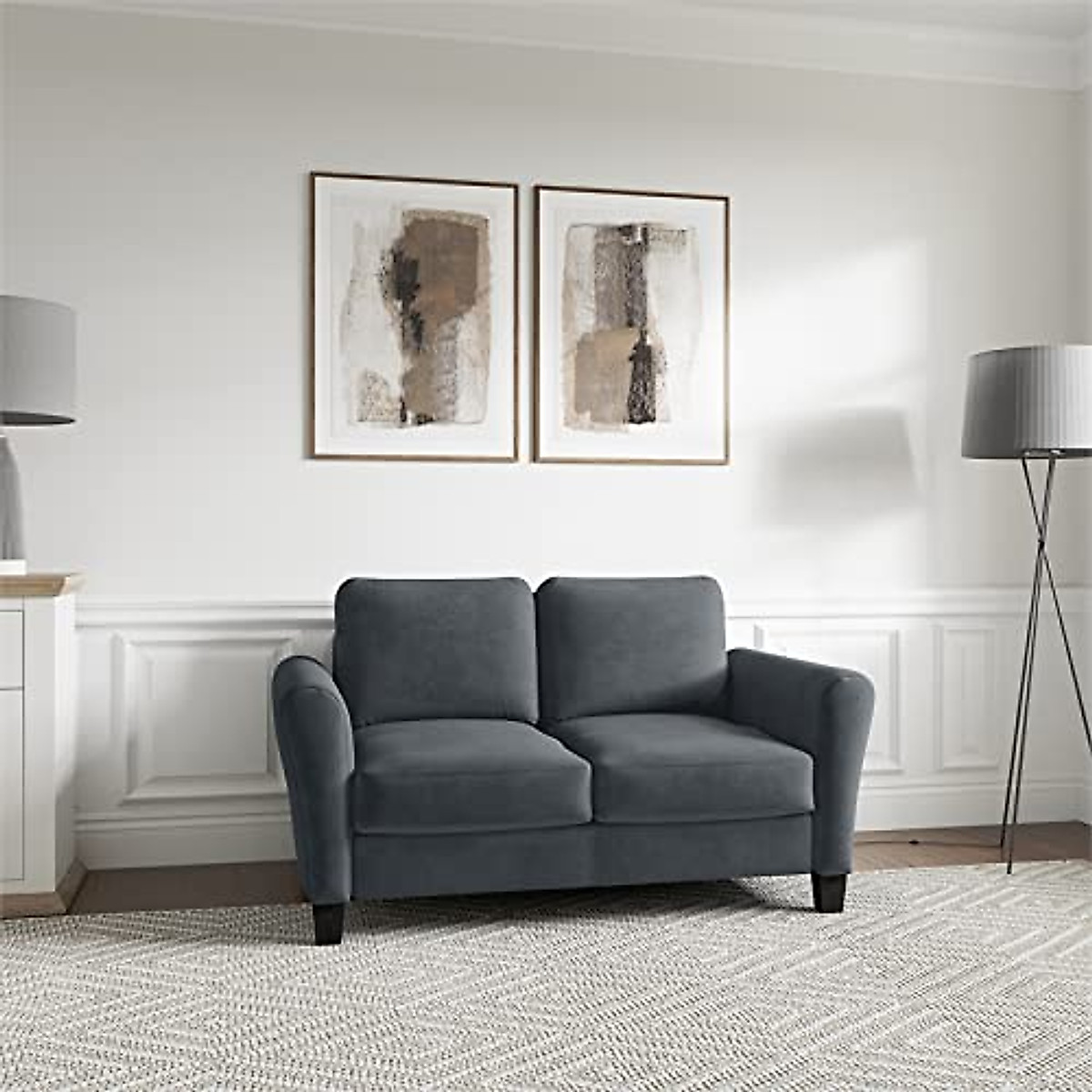Lifestyle Solutions Watford Loveseat, 56.3" W x 31.5" D x 33.9" H, Dark Grey