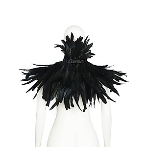 HOMELEX Black Witch Feather Collar Crow Shawl Costume Halloween Swan Wings Accessories Cape for Women