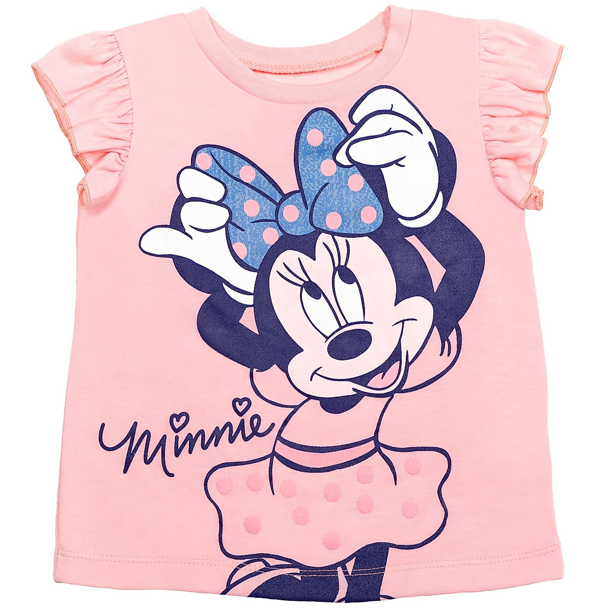 Disney Minnie Mouse Toddler Girls Graphic T-Shirt & Shorts Light Pink/Light Blue 5T