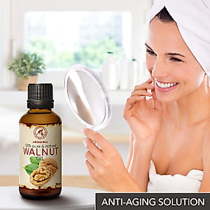 AROMATIKA Walnut Oil 1.7 Fl Oz (50ml) - Juglans Regia Seed Oil - USA - 100% Pure & Natural - Intensive for Face Care - Body - Hair - Skin - Nails - Hands - Good w/Essential Oil