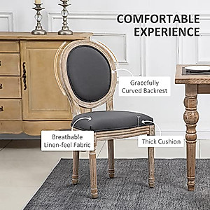 HOMCOM French-Style Upholstered Dining Chairs Set of 2, Armless Accent Side Chairs with Linen-Touch Upholstery, Set of 2, Grey