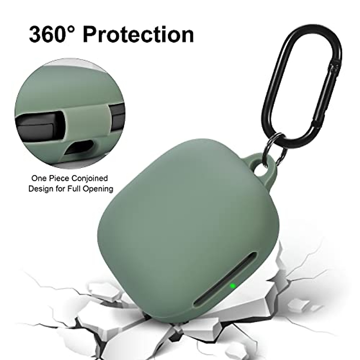 Beats Fit Pro Case Cover, AIRSPO Soft Silicone Case for Beats Fit Pro 2021 Shockproof Beats Fit Pro Earbuds Case Covers with Keychain (Cactus Green)