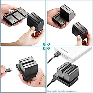 NEEWER 2-Pack 6600mAh Li-ion Replacement Battery with USB Charger, Compatible with Sony NP-F970 F960 F950 F770 F750 F570 F550 Handycams and NEEWER Led Light, Monitor, Motorized Slider