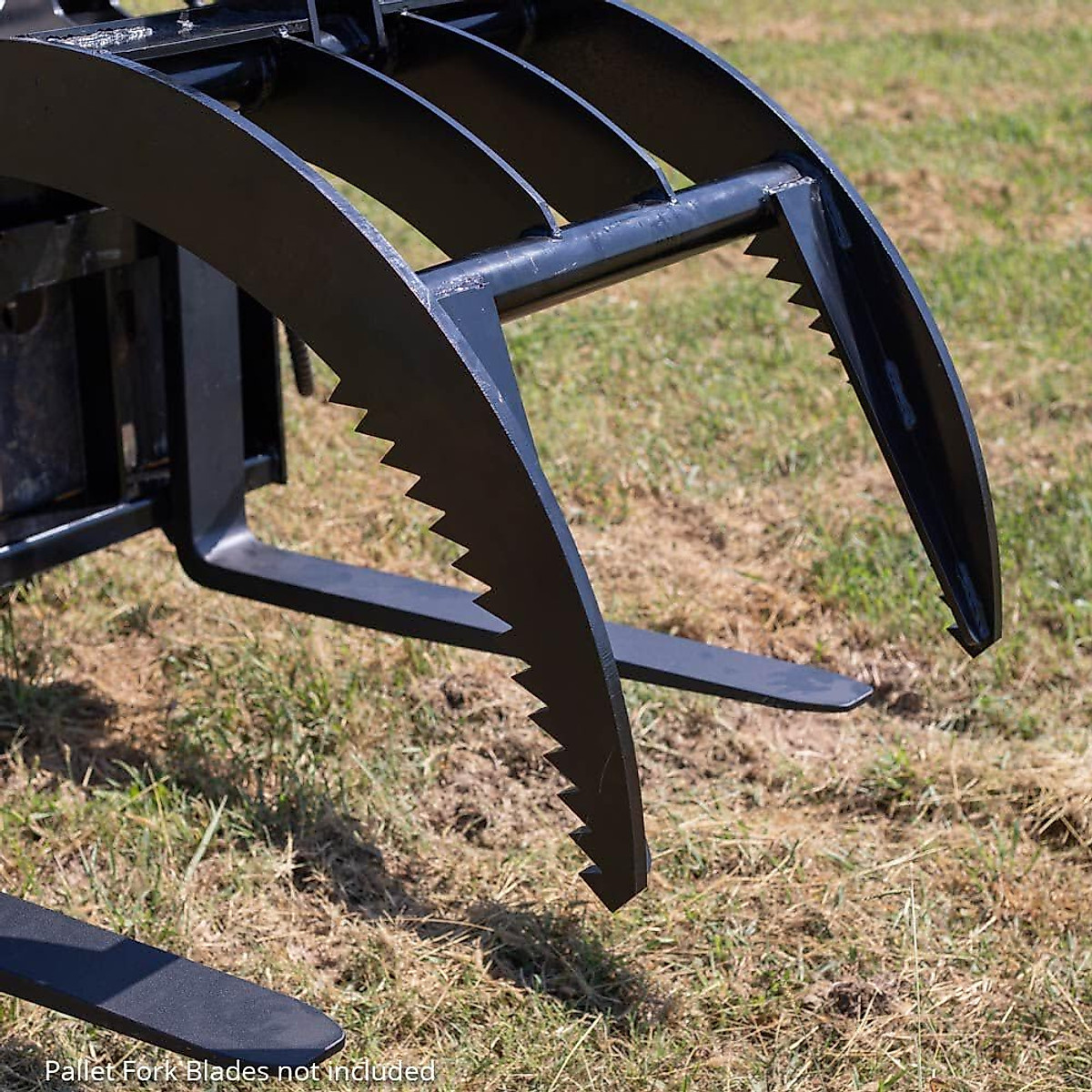 Titan Attachments Hydraulic Skid Steer Pallet Fork Grapple Attachment V2, 1/2in Thick Steel Frame, Quick Tach Mounting System