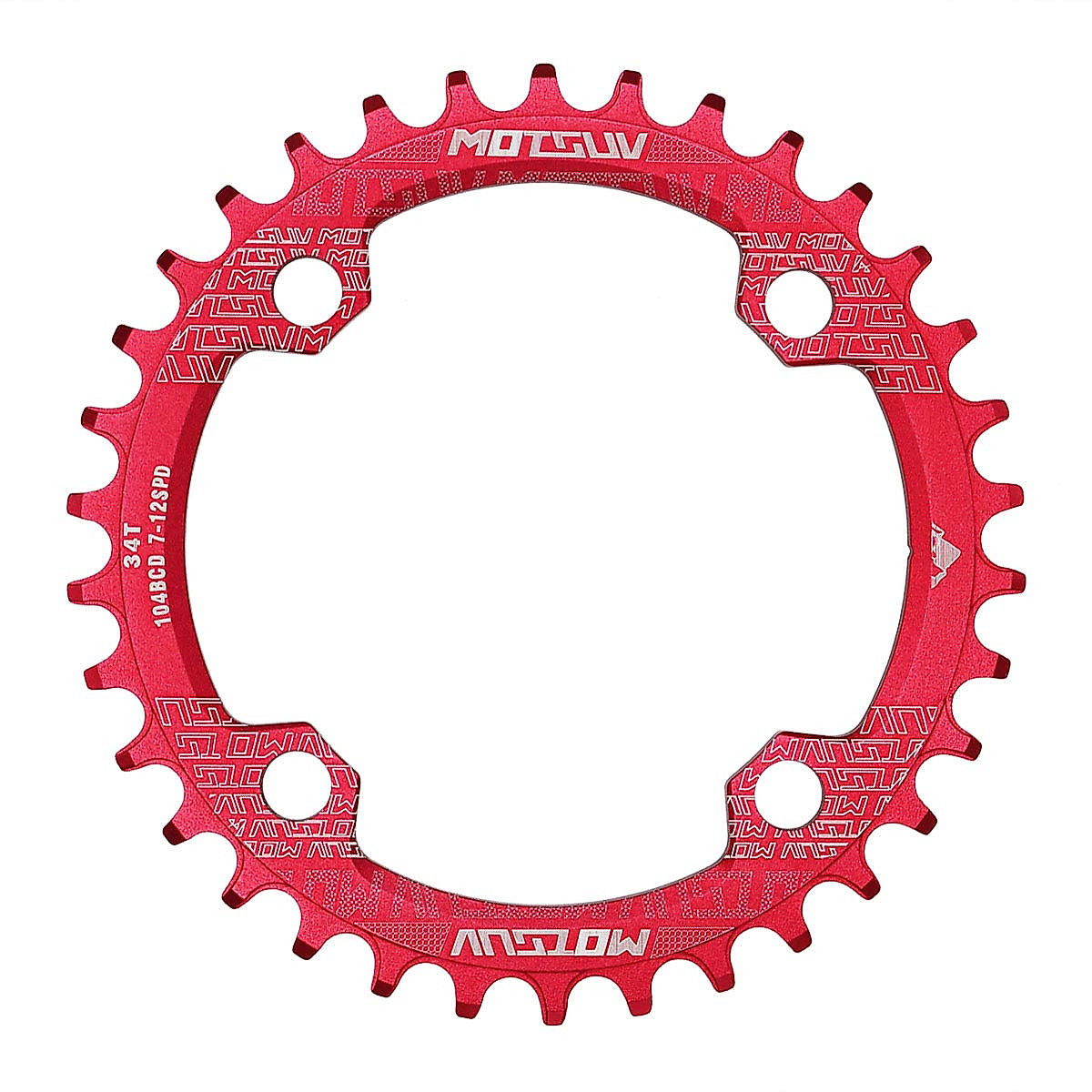Labewin Rounf Bike Chainring-104BCD 34T Narrow Wide Chainring Bike Single Speed Crankset Perfect for Most Bicycle Road Bike Mountain Bike BMX MTB Track Fixed-Gear Bicycle Red