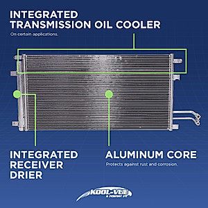 Kool-Vue A/C Condenser Compatible with 1999-2000 Cadillac Escalade, Fits 1994 Chevrolet Blazer, 1994-1999 Chevrolet C1500, 1994-1999 Chevrolet C1500 Suburban GM3030158
