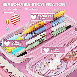 Unicorn Pencil Case for Kids Girls,3D EVA Cute Pencil Pouch,Medium Capacity Portable Multifunction Pen Bag for Girls Kids Teen (Cute Dino)
