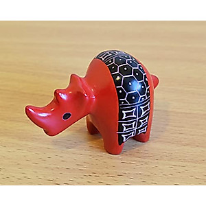 Soapstone African Rhino - Figurine Sculpture - Handmade in Kenya - 2 Inches Height x 3 Inches Long, Crimson Red, SS5