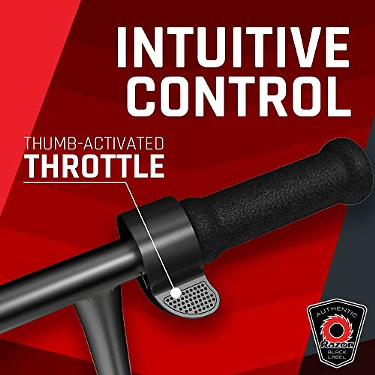 Razor Black Label E100 Electric Scooter for Kids Age 8 and Up, 8" Pneumatic Front Tire, Power Core High-Torque Hub Motor, Up to 10 mph, All-Steel Frame