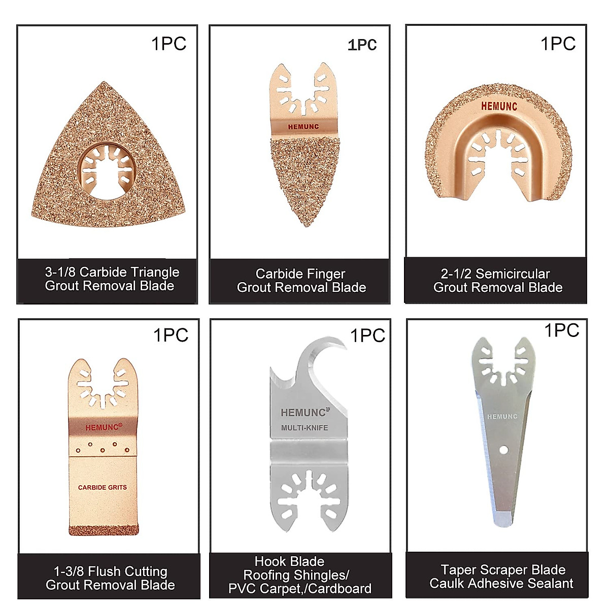 HEMUNC 118PC Oscillating Tool Blades, Oscillating Multitool Saw Blades Accessories Kit