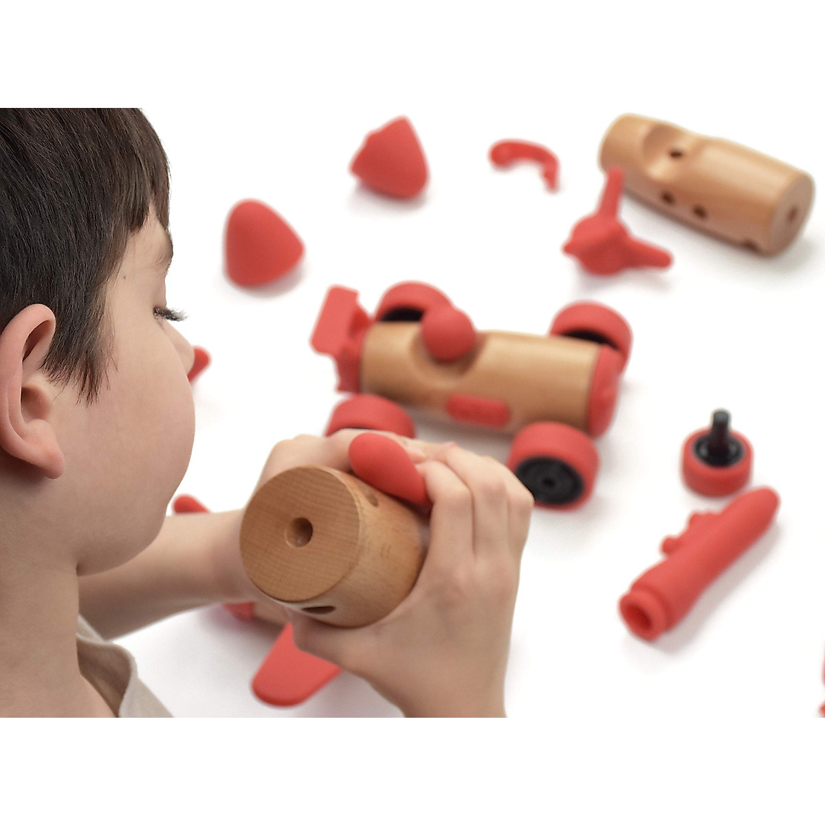 SWOODZ Wooden Toy Vehicles, Take Apart Rocket, Assembly Wooden Toys, Wooden Rocket, STEM Learning Gifts for 3 4 5 6 Year Olds, Kids, Toddlers, Boys, Girls, Children