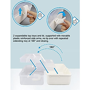 Hlotmeky Art Supply Box Sewing Box 3 Layers Craft Organizers and Storage with Handle Tool Box Tackle Box Organizer