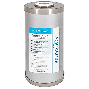 Aquasure Fortitude V2 Series Triple Purpose Sediment/Carbon/Zinc Bacteria Inhibiting Water Treatment Pre-Filter with Housing System, Small Size | Removes 99% of Contaminants