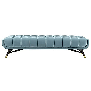Modway EEI-3061-SEA Adept Mid-Century Modern Velvet Upholstered Tufted Accent Bench in Sea Blue