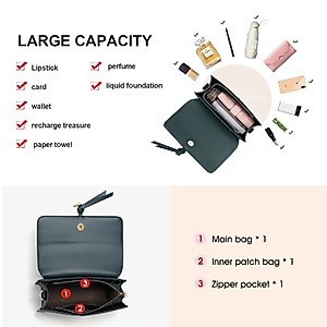 Cnoles Small Crossbody Shoulder Bag for Women Genuine Leather Cell Phone Bags Card Holder Wallet Purse and Handbags Green