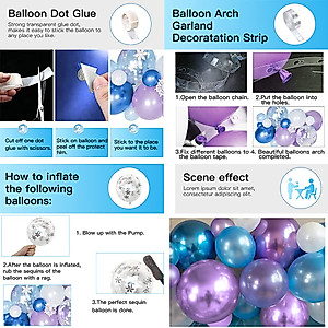 Frozen Balloons Garland, Frozen Balloons Arch Birthday Party Supplies Balloons Party Decoration, Blue Purple Balloons, Blue Purple Metallic Balloons Snowflakes Confetti Balloons for Frozen Party