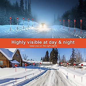 Driveway Markers for Snow Plowing 36-48inch, Metal Snow Stakes, Highly Visible Double-Sided Reflectors for Driveway Mailbox Parking Snow Markers (4 Packs)