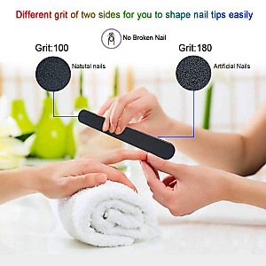 Nail File and Buffer, Professional Manicure Tools Kit 6pcs Rectangular Art Care Buffer Block 6pcs 100/180 Grit Double-sided Nail Files 6 pcs Purple 180/240 Emery Board & Buffers Brushes, 14Pcs/Pack
