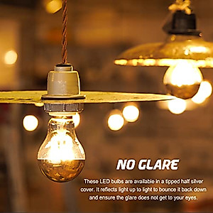 Half Chrome Light Bulb, Gold Tipped Light Bulb Dimmable, 6W (60 Watt Equivalent), A19 A Shape Decorative LED Bulbs, 2700K Warm White, Filament LED Edison Bulb, E26 Base, Pack of 4