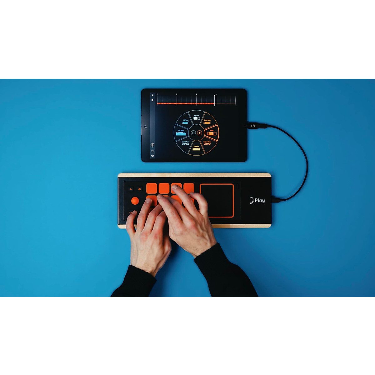 Drum Pad Accessory for J-Play MIDI controller - 12 Drum Pads and Effect Zone, Dedicated Musical App Included, Plug & Play Music instrument Water Edition