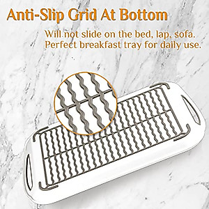 17.7" x 12.5" Anti-Slip Serving Trays with Handles, 3 Pcs X-Large Rectangular Food Serving Tray for Lap, Reusable and Durable Breakfast Tray, White