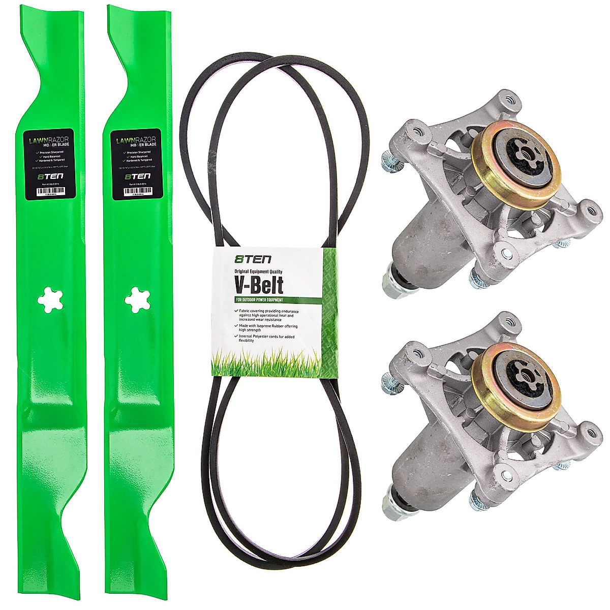 8TEN Blade Spindle Belt Rebuild Kit for Husqvarna Poulan 46 inch Deck 532405380 532187292 575937901 532405143