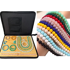 Svartur Bead Board with Beads, 1200 Pcs 8mm Glass Beads & Bead Board with case, Complete Jewelry Making Beading Set
