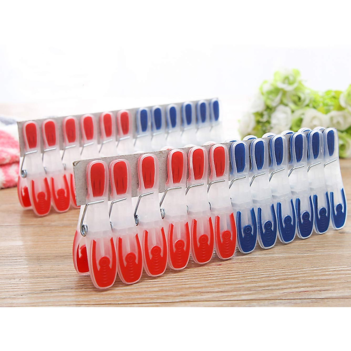 24 Pack Cute Clear Clothes Pins for Pictures Bathroom Clothesline Pegs Shirt Clips for Chip Bags Kitchen