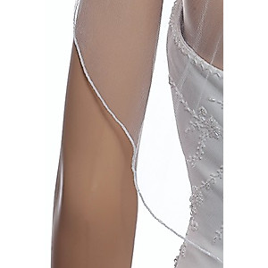 SAMKY 1T 1 Tier Hemmed Pencil Edge Bridal Wedding Veil - White Short Length 20" V659
