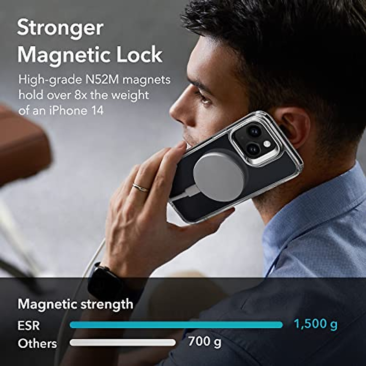 ESR for iPhone 13 Case/iPhone 14 Case, Compatible with MagSafe, Built-in Camera Ring Stand, Military-Grade Protection, Magnetic Phone Case for iPhone 13/14, Classic Kickstand Case (HaloLock), Clear