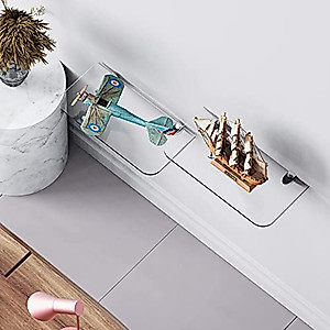Jusalpha 2 Pack of Acrylic Glass Wall Mounted Floating Shelves with Metal Adjustable Shelf Bracket Wall Mount, 03 (12'' X 6'')