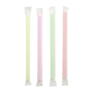 AmerCareRoyal 8.5" Colossal Paper Wrapped Neon Straws in Assorted Colors, Case of 2,000
