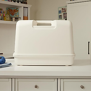 SINGER | Universal Hard Carrying Case, White, Impact Resistant Plastic, Fits Most Free-Arm Portable Sewing Machines - Sewing Made Easy