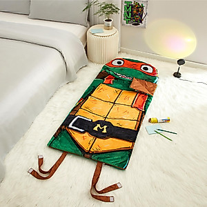 Teenage Mutant Ninja Turtles Faux Fur Figural Slumber Sleeping Bag for Kids,58"x26", Ages 3+