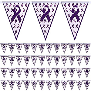 Remerry 7 Pcs Purple Awareness Ribbon Banner Pancreatic Cancer Awareness Purple Awareness Ribbon Banner Alzheimer's Hope Faith Strength Courage Banner Porch Sign Background Party Wall Decor Supplies