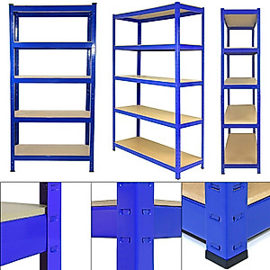 Storage Shelf 150cm x 70cm x 30cm Garage Shelving Units, Heavy Duty Boltless Freestand Racking Shelves for Workshop, Shed, Office Home Garage Storage, Blue 5 Tier (175KG Per Shelf), 875KG Capacity