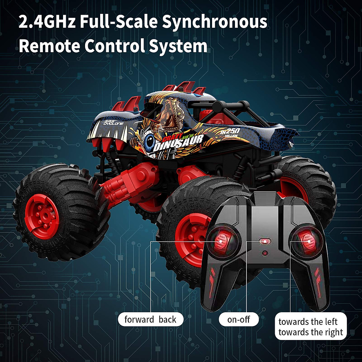 NETNEW Boys Toys RC Cars Tyrannosaurus Dinosaur Monster Trucks for Kids Off Road 20+MPH All Terrain 4WD Remote Control Car 6 7 8 Years Old