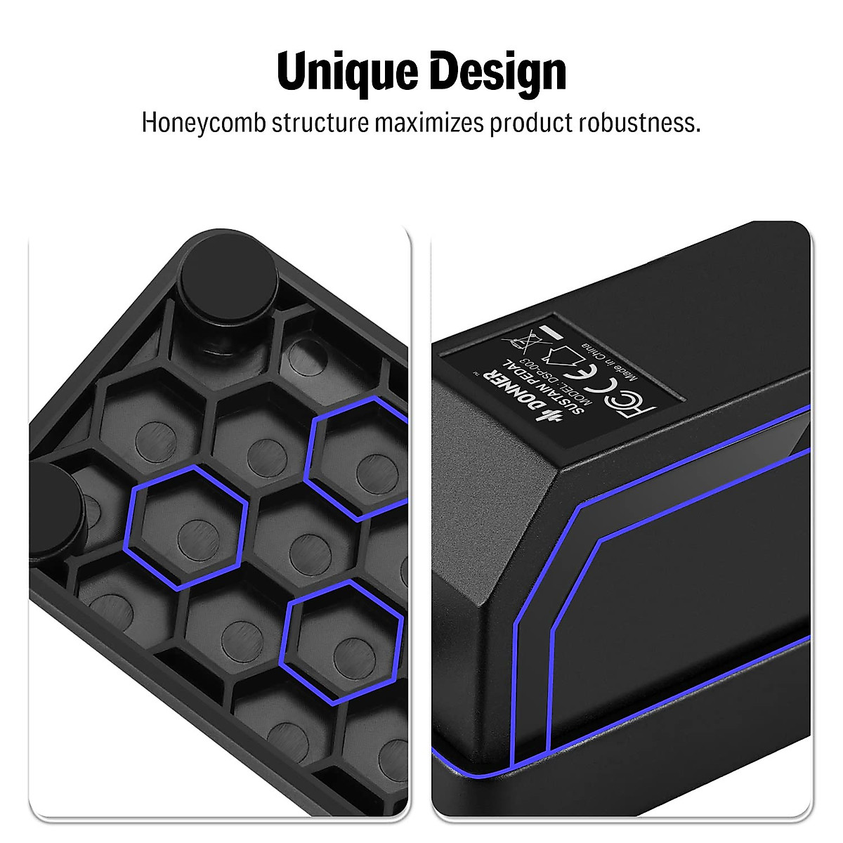 Donner DSP-003 Sustain Pedal, Universal Keyboard Piano Pedal for Digital Piano/MIDI Keyboard/Electronic Piano/Synthesizer, With Polarity Switch, 1/4"(6.35 mm) Jack, 63'' (1.6m) Cable, Straight