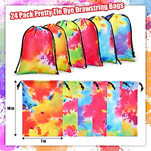 Zhengmy Tie Dye Party Birthday Gift Bags 10 x 7 Inch Treat Goodie Drawstring Favor for Kids Supplies Candy Beach Luau (Graffiti Style, 32 Pack)