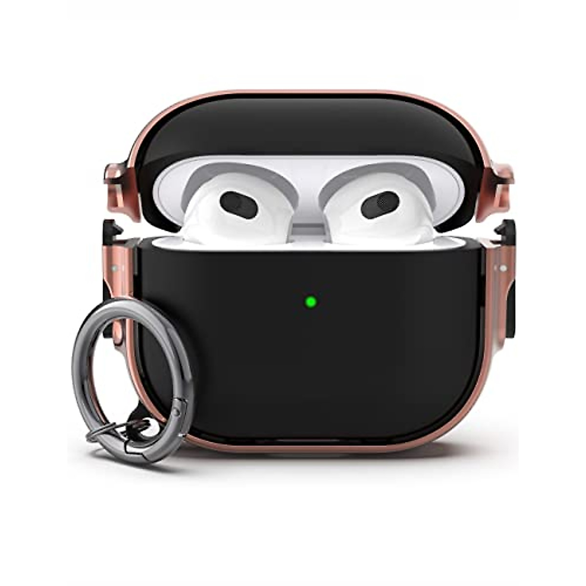 GuarzFun case for AirPods 3, AirPod 3 case with Secure Lock, Hybrid Material, Full Body Protective case Cover for AirPod 3rd Generation (Rose Golden + Black)