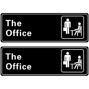 2 Pack The Office Sign, Main Official Self Adhesive Sign for Door or Wall 9 X 3 Inch Quick and Easy Installation Premium Acrylic Design for Your Home Office/Business, Great Gift for Fans of The Office