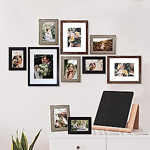 SESEAT Picture Frames Collage, Gallery Wall Frame Set with 11x14 8x10 5x7 4x6 Frames in 3 Different Finishes, Set of 10