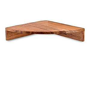 NIRMAN Acacia Wood Floating Corner Shelf Wall Mount for Bedroom Living Room Bathroom Kitchen Set of 2