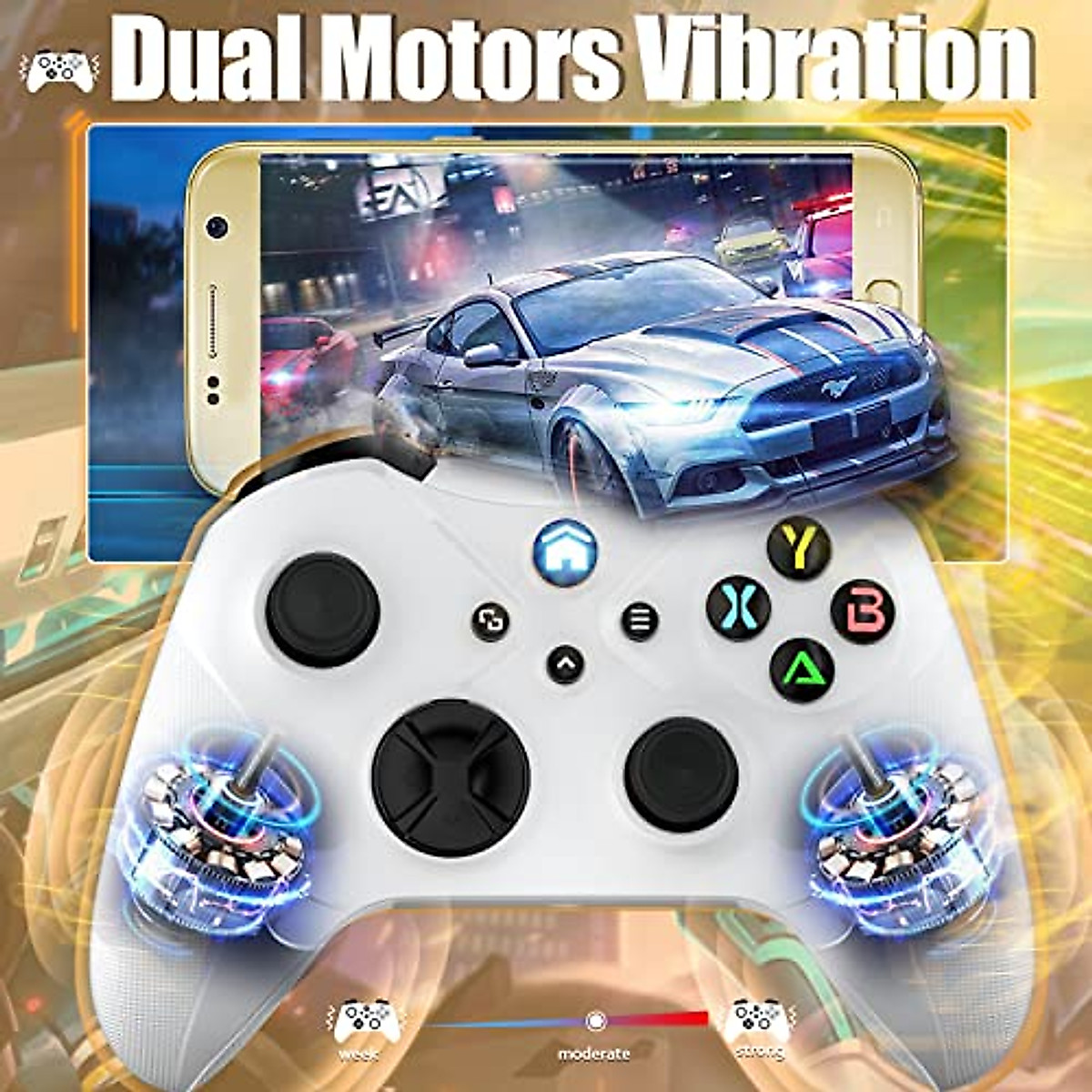 Dinosoo Wireless Controller for Xbox Series X/S/Xbox One/Xbox One S/One X, Compatible with Android/PC Windows 10/11, Built-in Dual Vibration TURBO Function 3.5mm Headphone Jack Macro Function White