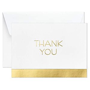 Hallmark Thank You Cards, Gold and White Bulk (40 Thank You Notes with Envelopes for Graduation, Business, Weddings, All Occasion)