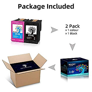 H&BO TOPMAE Remanufactured Ink Cartridge Replacement for HP 65XL 65 XL for Envy 5055 5052 5058 DeskJet 3755 3752 2652 2655 2622 3720 3722 2624 3758 AMP 100 Printer (1 Black 1 Tri-Color)