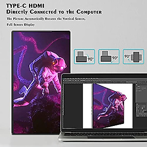 4K Portable Monitor Touchscreen Automatic Rotate 17.3 Inch UHD 3840x2160 Wireless Display Airplay Miracast Monitor for Phone HDMI USB C Monitor Vesa Mount HD Laptop Display (Non-battery Monitor)