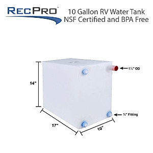 RecPro 10 Gallon RV Fresh Water Tank 17" x 14" x 10" | BPA Free | RV Water Tank | Gray Water | Made in America