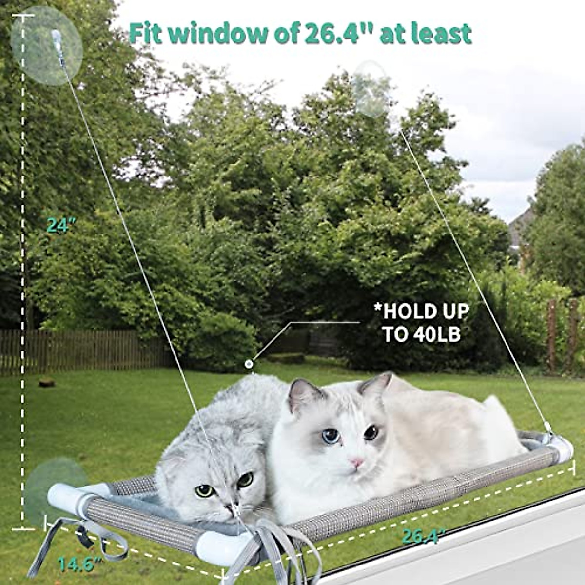 Pupagree Cat Hammock for Window, Cat Window Perch with Sturdy & Space-Saving Design 丨Waterproof Cat Perch for Your Feline's Comfort and Enjoyment (Beige)
